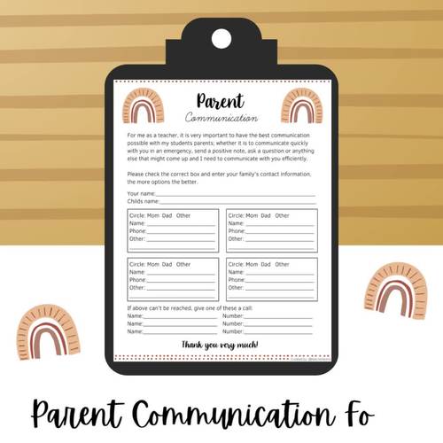 EDITABLE Parent Communication Log Boho Theme - Teacher Forms Boho Theme