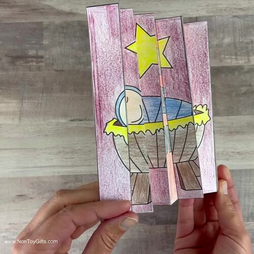 Jesus Is Born Agamograph - Christmas Sunday School - Coloring Bible Craft