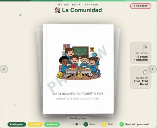 Spanish Community Mini Book | La Comunidad | Literacy Unit K-2 | No ...