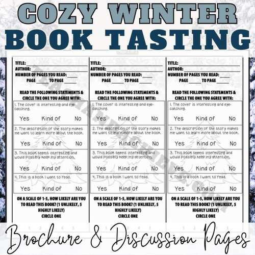 Book Tasting Trifold Brochure Handout & Discussion Pages - Cozy Winter