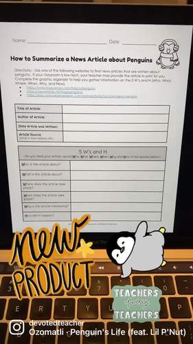 How to Summarize a Penguin News Article by Devoted Teacher Shop | TpT