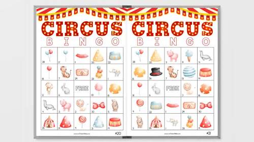 50 Circus Bingo Cards by Crafted with Bliss by Teacher Pia | TPT