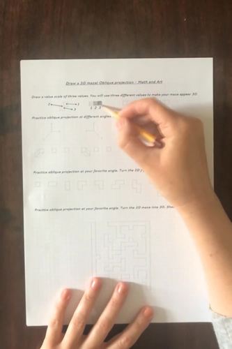 Draw a 3D maze - Oblique Projection Axonometric Drawing art worksheet ...