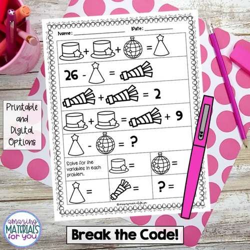 Crack the Code Algebraic Thinking Logic Puzzles New Years January