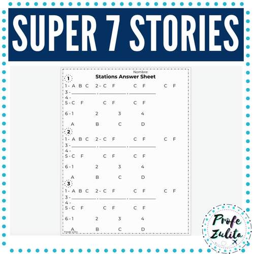 Super 7 Verbs Spanish Short Stories Set | 6 Readings & Task Cards