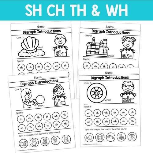 Beginning Digraph Worksheets, Digraphs Practice Phonics Practice ...