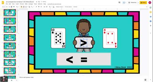 Je compare les nombres 1 à 20: Google Slides™ by Mme Bock | TPT