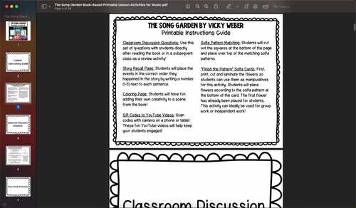 The Song Garden Printable Lesson Worksheets for Elementary Music