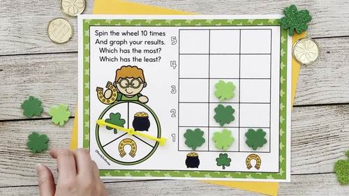 St. Patrick's Day Spin and Graph | No Prep Math Mats by Ready Set Kinder