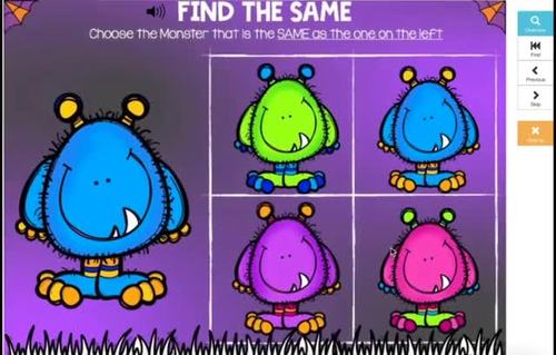 Same and Different Visual Discrimination digital cards | Halloween