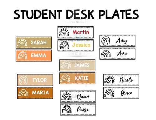 Rainbow Student Name Desk Plates, Editable Name Plates, Name Posters