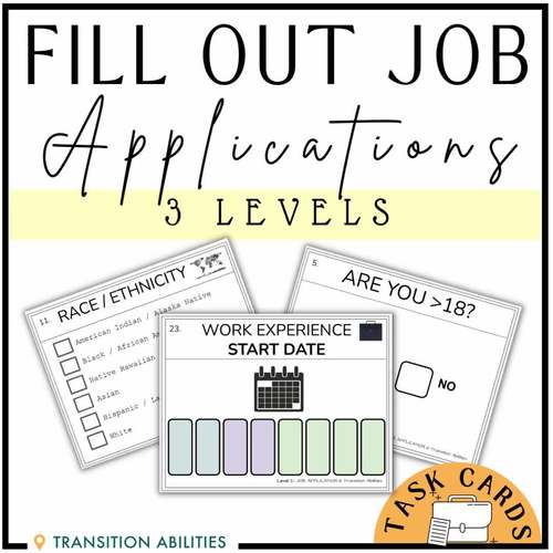 Filling Out Forms | JOB APPLICATIONS | SPED Job Skills | 116 Leveled ...