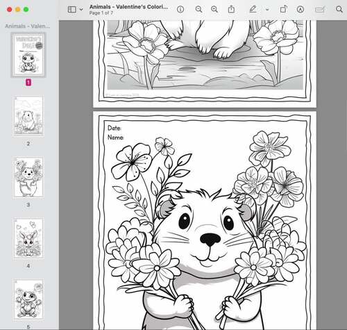 Animals || Valentine's Day Coloring Pages Bundle || Spring Earth Day Easter