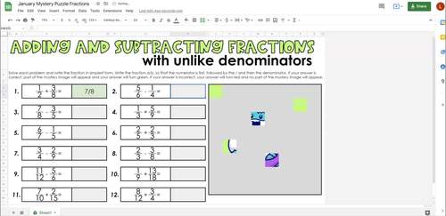 Adding and Subtracting Fractions with Unlike Denominators Digital ...