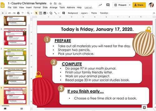 Editable Morning Work Presentation Google Slides Templates | Country ...