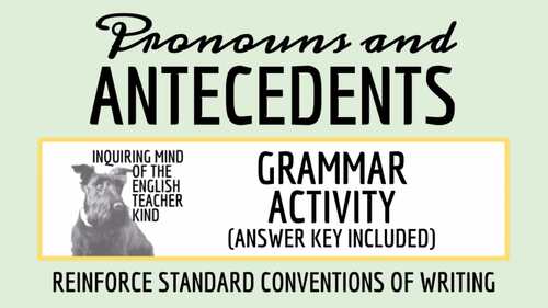 Grammar Practice Worksheet on Pronoun-Antecedent Agreement (Printable)