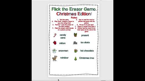 Flick the Eraser ESL Speaking Game Christmas by ESLy Used Activities