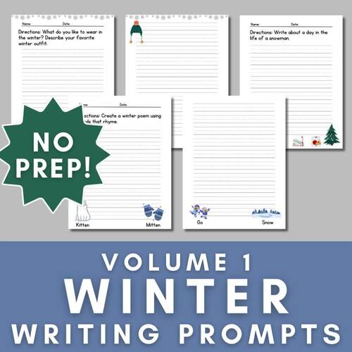 First Grade Winter Writing Prompts by Jenny Marie | TPT