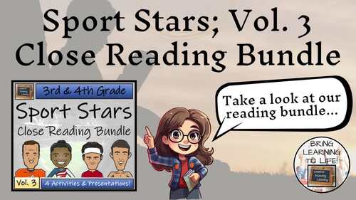 Sport Stars Volume 3 Close Reading Comprehension Bundle | 3rd & 4th Grade