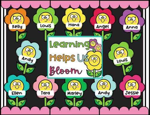 Back to School Bulletin Board Learning Helps Us Bloom Door Decor