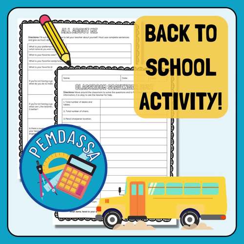 Back to School Activity! Classroom Scavenger Hunt + All About Me! by ...