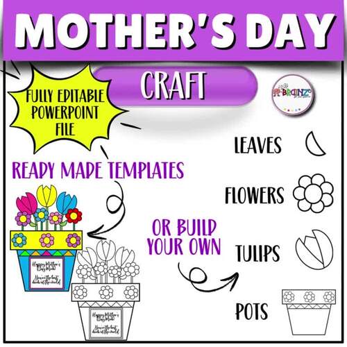 Editable Mother’s Day Flower Pot Craft – Cut, Color & Build Activity by ...