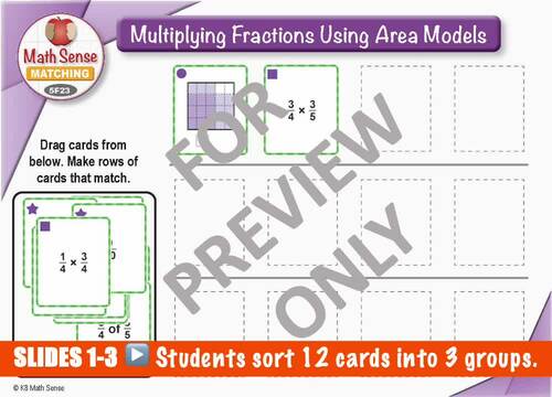Multiplying Fractions Area Models DIGITAL MATCHING 15 PPT / Google ...