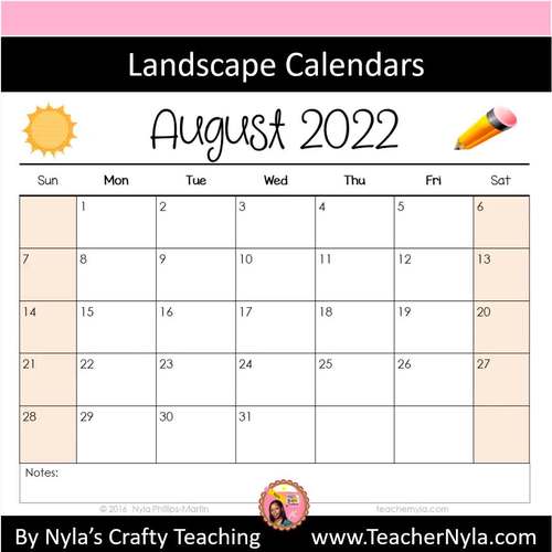 Landscape Editable Calendars 2023 for PowerPoint and Google Classroom™