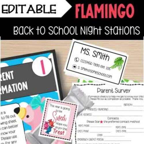 FLAMINGO Back to School Meet the Teacher Night Stations and Forms ...