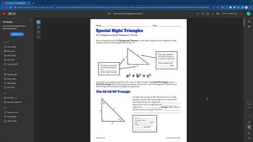 Proving 45-45-90 and 30-60-90 Right Triangles: Guided Notes by Brooks Jones