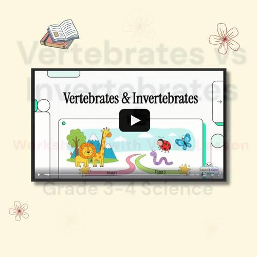 Vertebrates vs Invertebrates Worksheets + Video Lesson (QR Code ...