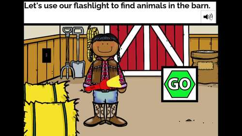 Magic Flashlight Barn Speech Activity | WH-Questions, AAC & Errorless What