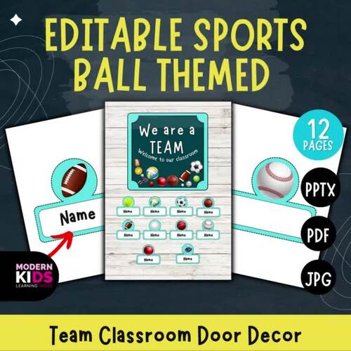 Sports Ball Themed Team Classroom Door Decor by ModernKids LearningPress
