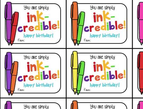 Flair Pen–Themed Birthday Gift Tag- You are simply ink-credible! Happy ...