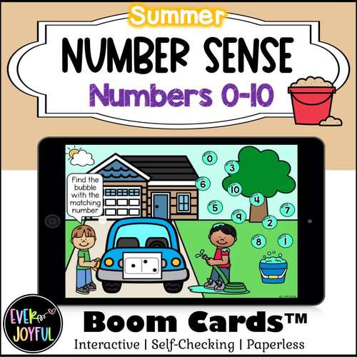 Kindergarten Summer Math Boom Cards™ Number Sense 0-10 by Ever Joyful