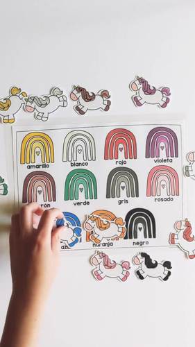 Sort by Color File Folder Game - Unicorns and Boho Rainbows | TPT