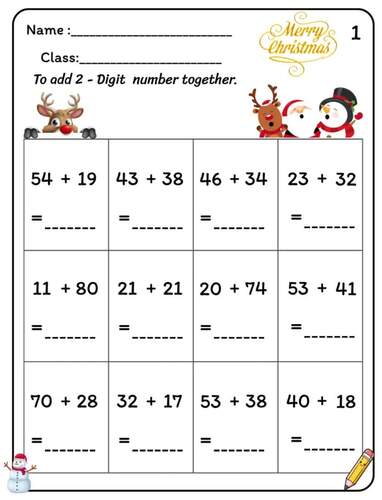 2 Digit Addition worksheets with answer! fun and easy learning! by Sompornu