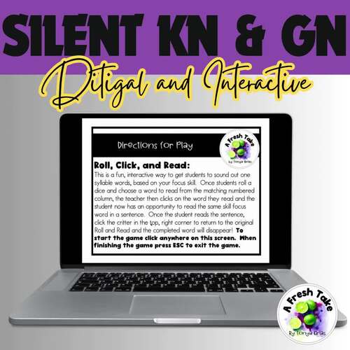 Digital Interactive Roll, Click & Read |Phonics Game| Silent KN & GN ...