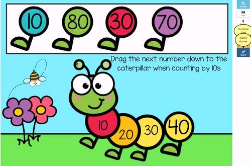 Boom Cards™ Caterpillar Counting (Skip Counting by 10s to 100) | TPT
