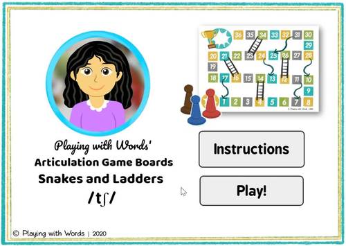 Snakes and Ladders CH Articulation - Speech Therapy Games - BOOM CARDS™
