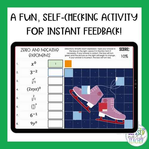Zero and Negative Exponents Digital Activity and Worksheet - Algebra 1 ...