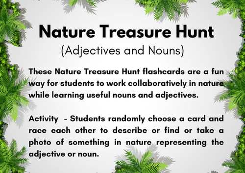 Nature Treasure Hunt (Adjectives & Nouns) Flashcards | Science | Fun ...