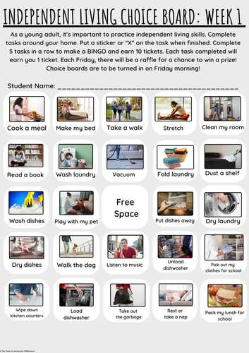 EDITABLE Independent Living Choice Board - Canva Template - Special ...