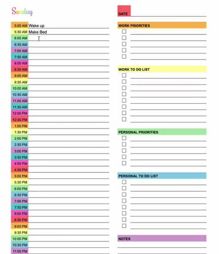 Multi-Color Work From Home Planner Printable PDF by Mom Money Map
