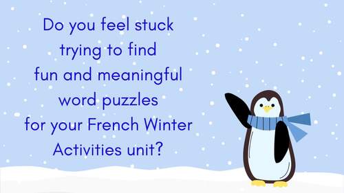 French Winter Activities Puzzle Pack -- Engaging Puzzle Fun! | TPT