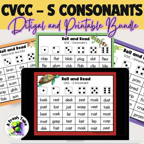 CVCC – S Consonants Roll and Read - Digital PLUS Printable Bundle