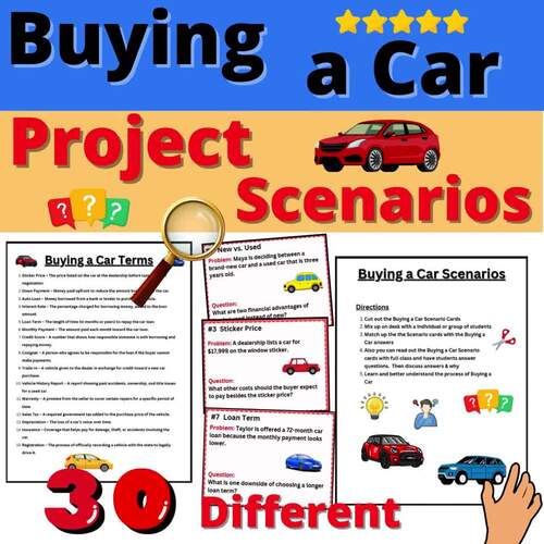 Buying a Car Scenarios Project Activity CTE Business by DadsDesigns