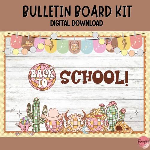 Groovy Western Welcome Back Bulletin Board Kit | Pastel Cowboy ...
