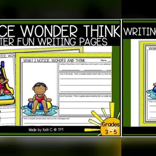 Critical Thinking Writing Activities Notice Wonder Think Summer Water ...