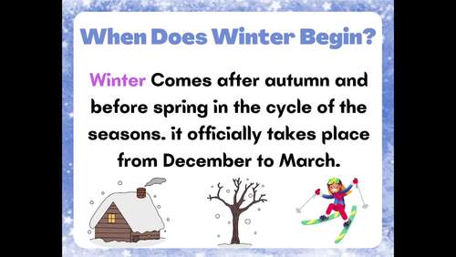 Let's learn about Winter, digital & Printable lesson for kids With ...